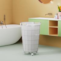 China Household Wire Laundry Hamper With Wheels Metal Clothes Hamper 400x419x583mm for sale