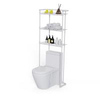 China 3-Layer Over The Toilet Shelves Multifunction Bathroom Storage Rack Bathroom Organizer Space Saver Shelving Units With Rod for sale