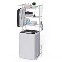 China Expandable 2/3-Tier Laundry Room Shelf Over Washing Machine Storage Rack Space Saver Shelving Units With Rod for sale