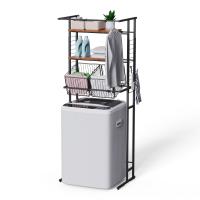 China Pull Out Expandable Laundry Room Shelf Over Washing Machine Storage Rack 3-Tier Shelving Units With Rod for sale