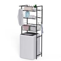 China Pull Out Expandable 3-Tier Laundry Room Shelf Over The Washing Machine Storage Rack Space Saver Shelving Units With Rod for sale