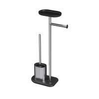 China Household Stainless Steel Bathroom TPR Toilet Brush Holder Set Durable Toilet Brush Tissue Holder for sale