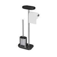 China Household Stainless Steel Bathroom TPR Toilet Brush Holder Set Durable Toilet Brush Tissue Holder for sale