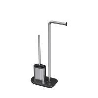 China Bathroom Paper Holder Stainless Steel Compact TPR Toilet Brush Holder SET for sale
