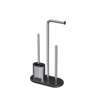 China Standing Compact Bathroom Paper Holder Durable TPR Toilet Brush Tissue Holder SET for sale