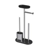 China Stainless Steel Compact Bathroom Paper Holder TPR Toilet Brush Holder SET Durable Toilet Brush Tissue Holder for sale
