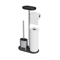 China Stainless Steel Compact Bathroom Paper Holder TPR Toilet Brush Holder SET Durable Toilet Brush Tissue Holder for sale