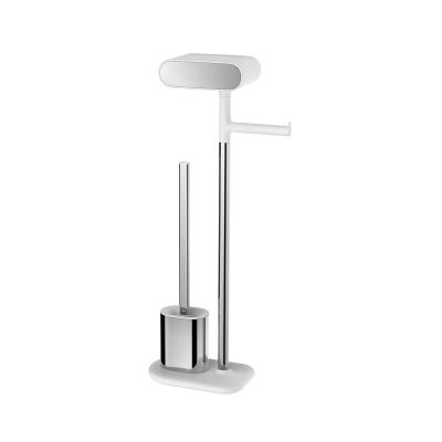 China Stainless Steel Compact Bathroom Paper Holder TPR Toilet Brush Holder SET Durable Toilet Brush for sale