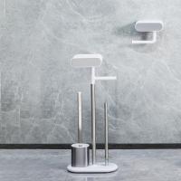 China Stainless Steel Compact Bathroom Paper Holder TPR Toilet Brush Holder SET Durable Toilet Brush for sale
