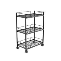 China 3 Tier Rolling Utility Cart With Wheels Multifunctional Metal Storage Cart Organizer Adjustable Trolley Cart With Handle for sale
