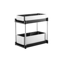 China Under Sink Kitchen Storage Rack Clutter-Free 2 Tiers Stainless Steel Kitchen Rack for sale