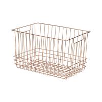 China Gold Wire Line Metal Wardrobe Organizer Drawer Organizer Household Metal Basket With Handle For Sundries for sale