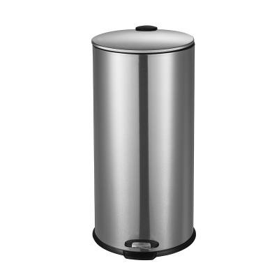 China Home Office 30L Household Soft Close Round Armor Pedal Trash Bin With Thin Lid For Bathroom Waste Bins Trash Can for sale