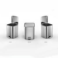 China Stainless Steel Pedal Trash Can 18L Capacity Soft Close Stylish Household Waste Bin rounded rectangle trash can for sale