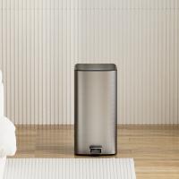 China 28L Capacity Stainless Steel Soft Close Square Pedal Trash Bin For Living Room Office Kitchen And Bathroom for sale