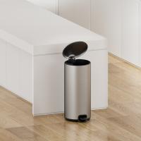 China 30L Stainless Steel Thin Lid Pedal Trash Bin For Household Kitchen Bathroom Soft Close Round Metal Waste Bin Dustbin for sale