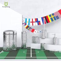 China Holiday Selection Support Stainless Steel Bathroom Waste Bin With Mini Pedal And Toilet Brush Football Series for sale