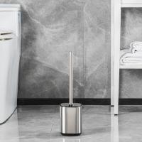 China Sustainable Stainless Steel Flip Lid Household Cleaning Brush And Holder For Durable Toilet Brush for sale