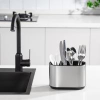 China Customized Logo Acceptable Household Stainless Steel Kitchen Utensil Holder Caddy for Sustainable and Customized Design for sale