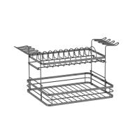 China Floor Type 2 Tiers Big Capacity Collapsible Multifunctional Foldable Dish Rack Dish Drainer Board for Dish and Bowl for sale