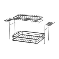 China Floor Type 2 Tiers Big Capacity Collapsible Multifunctional Foldable Dish Rack Dish Drainer Board for Dish and Bowl for sale
