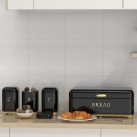 China Square Kitchen Storage Bread Containers Crown Series Metal Bread Bin Set For Tea Can And Coffee Can for sale