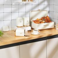 China Crown Series Metal Bread Bin Set Tea Can Coffee Can Kitchen Storage Bread Containers Kitchen Organizer Can With Iron Metal for sale
