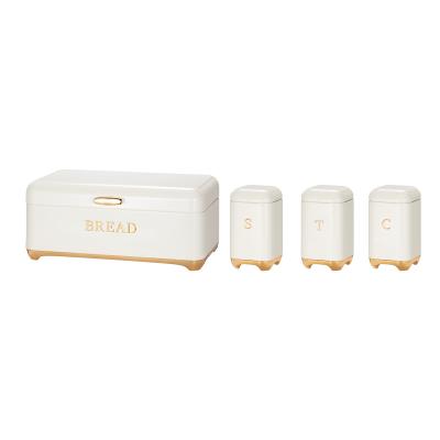 China Crown Series Metal Bread Bin Set Tea Can Coffee Can Kitchen Storage Bread Containers Kitchen Organizer Can With Iron Metal for sale
