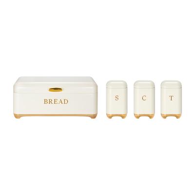 China Crown Series Metal Bread Bin Set Tea Can Coffee Can Kitchen Storage Bread Containers Kitchen Organizer Can for sale
