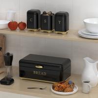 China Metal Bread Bin Set Crown Series Morden Luxury Design Style Square Kitchen Storage Containers For Bread Tea And Coffee for sale