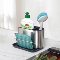 China Functional Kitchen Space Selection Supported Stainless Steel Kitchen Sink Organizer With Sponge Holder And Drainer Rack for sale