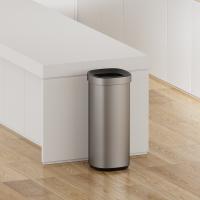 China High Capacity 50L Household Trash Can Anti Fingerprint Brushed Stainless Steel Open Top Garbage Bin Style Without Lid for sale