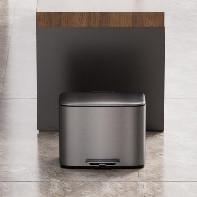 China 11.5L*3 Capacity Stainless Steel Soft Close Pedal Trash Bin for Living Room and Office Garbage Management for sale