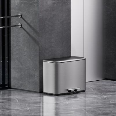 China 18L*2 Close Living Room Office Rectangle Pedal Trash Bin for Waste Management System for sale