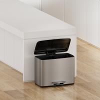 China 11.5L*3 big Capacity Stainless Steel Soft Close rectangle Pedal Trash Bin for kitchen 3 Compartments trash can for sale