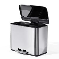 China 11.5L*3 big Capacity Stainless Steel Soft Close rectangle Pedal Trash Bin for kitchen 3 Compartments trash can for sale