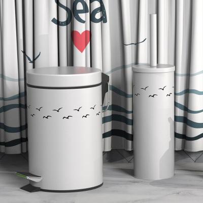China 3L/5L/8L/12L/20L/30L Stainless Steel Foot Pedal Bin Rolling Cover Type Round Trash Can for Office Building for sale