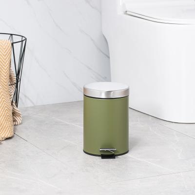 China 3L/5L/8L/12L/20L/30L SS Round Trash Bin with Rolling Cover and Foot Pedal Made of Stainless Steel for sale