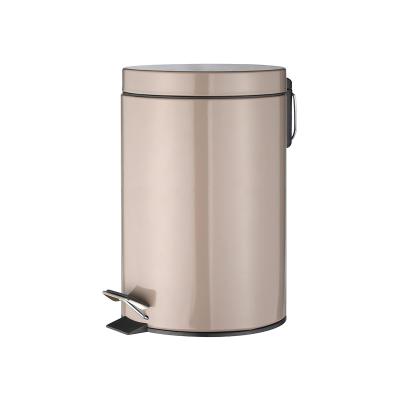 China Rolling Cover Type 3L/5L/8L/12L/20L/30L SS Round Trash Bin for Home Stainless Steel Foot Pedal Bin Trash Can for sale