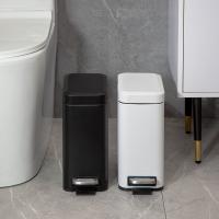 China Rectangular 5L Stainless Steel Trash Bin Rolling Cover Type and Foot Pedal for Bathroom for sale