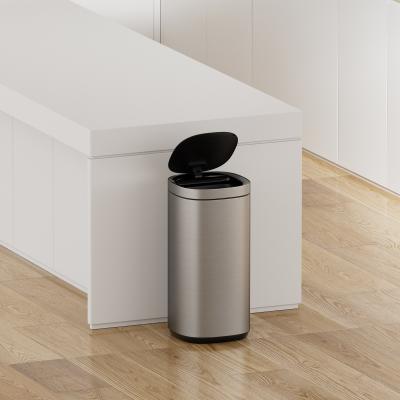 China Battery Powered Household 40L Motion Sensor Trash Bin with Stainless Steel Material and Automatic Function for sale