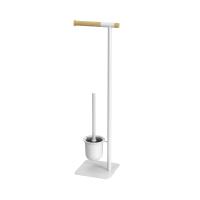 China Professional Bathroom Accessories Modern Design Style Stainless Steel Free Standing Toilet Brush Holder And Paper Holder for sale
