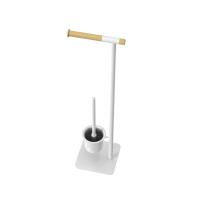 China Professional Bathroom Accessories Modern Design Style Stainless Steel Free Standing Toilet Brush Holder And Paper Holder for sale