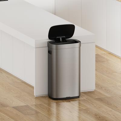 China Household 80L Stainless Steel Smart Trash Bin with Touchless Sensor and Rolling Cover Type for sale