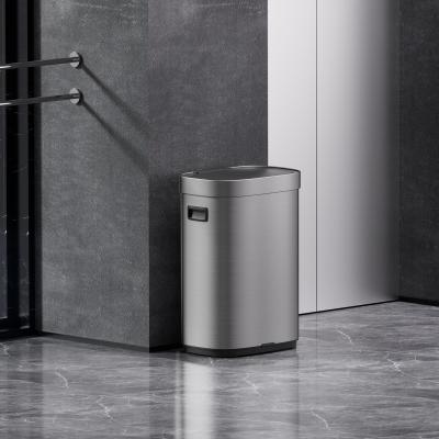 China Household 65L Touchless Smart Sensor Waste Bin for Office Kitchen Stainless Steel Automatic Garbage Container for sale