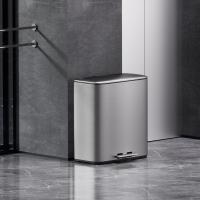 China 28L*2 Stainless Steel 2 Compartments trash can Household Kitchen Recycle Bin with Removable Inner Buckets for sale