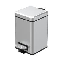China 5L Square Foot Pedal Waste Bin Stainless Steel Trash Can Metal Garbage Can for Office Hotel Home Customized for sale