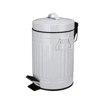 China Home Rome Round Small Trash Can with Lid and Handle Powder Coated Waste Bin in Round Shape for sale