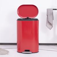 China 460 x 380 x 635 mm Soft Close Pedal Bin Stylish Oval Design Stainless Steel Trash Can for Home and Office for sale