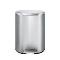 China Stainless Steel rounded rectangle trash can Foot Pedal Big Capacity Rolling Cover Waste Bin for Household Bathroom Kitchen Garbage Can for sale